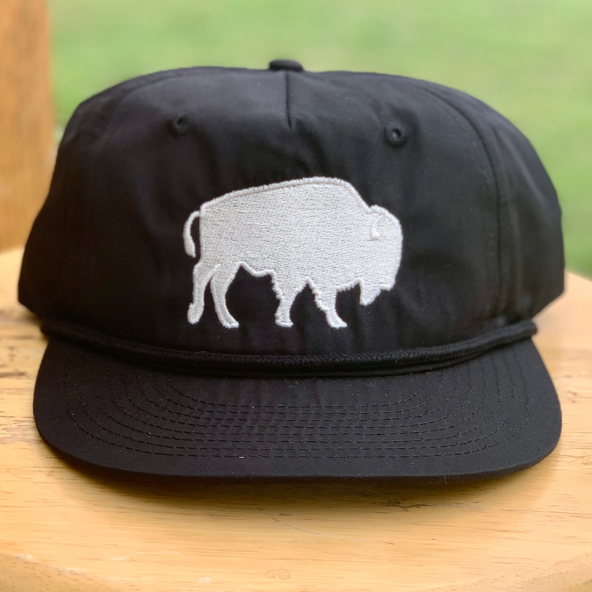 White Stitch Bison Hat - Black – Blue Seven